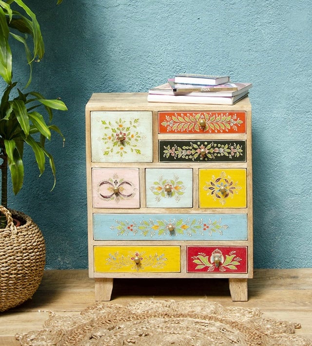 Hand painted wooden chest 9 drawers | KNOTS