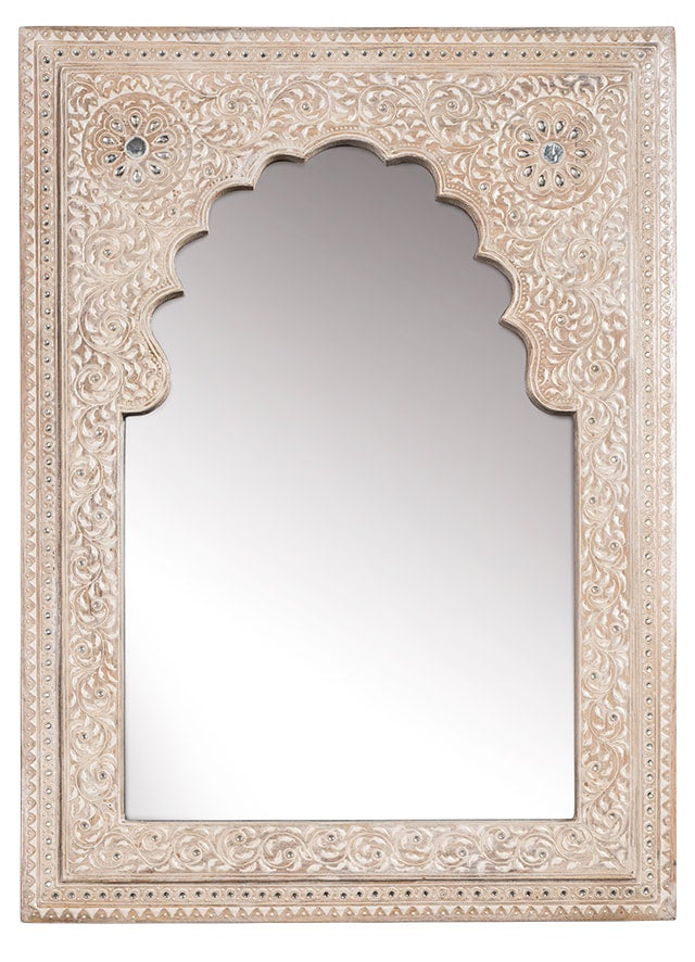 Mango Wood Wall Mirror, Hand Painted | KNOTS